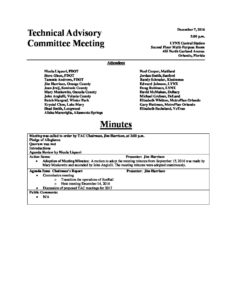 TAC Meeting Minutes – December 7, 2016 | SunRail Corporate