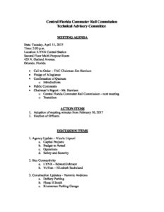 TAC Meeting Agenda – April 11, 2017 | SunRail Corporate