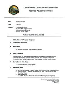 TAC Meeting Materials – January 15, 2020 | SunRail Corporate